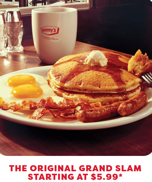 Denny's Specials: $5.99 Grand Slam, Kids Free Tuesdays