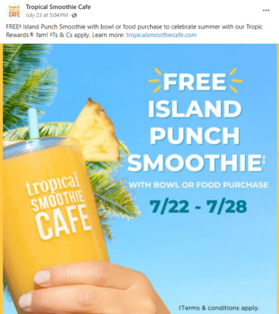 Tropical Smoothie Cafe Specials: Free Smoothies This Week!