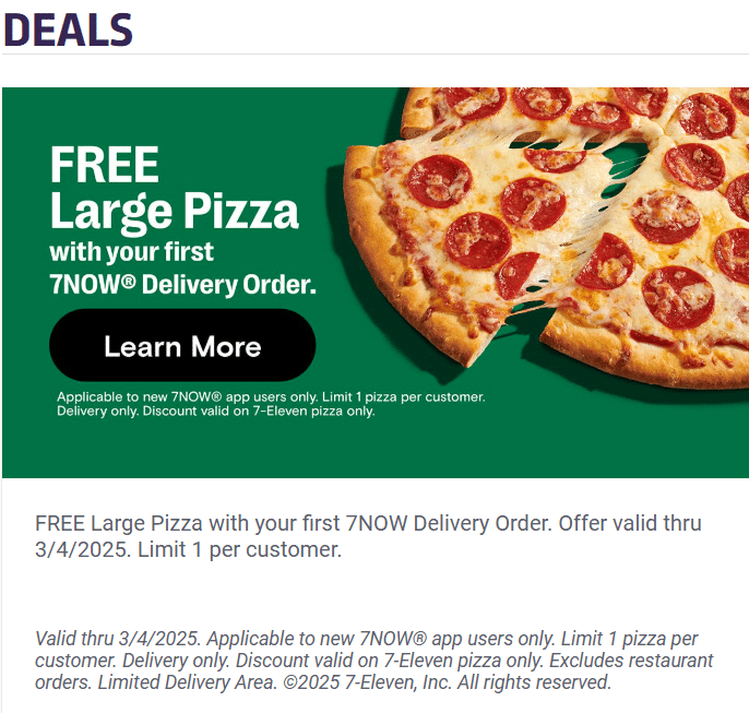 7-Eleven Deals: Free Pizza